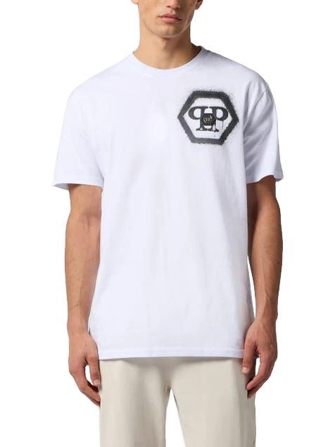 Philipp Plein Round Neck T-shirt Spray Hexagon - White