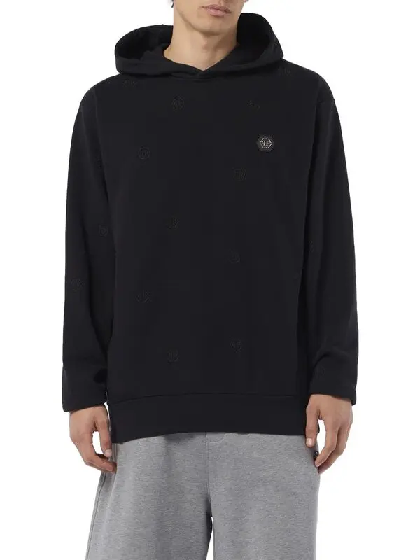 Philipp Plein Embroidered Hoodie Sweatshirt Monogram Monogram - Black/black