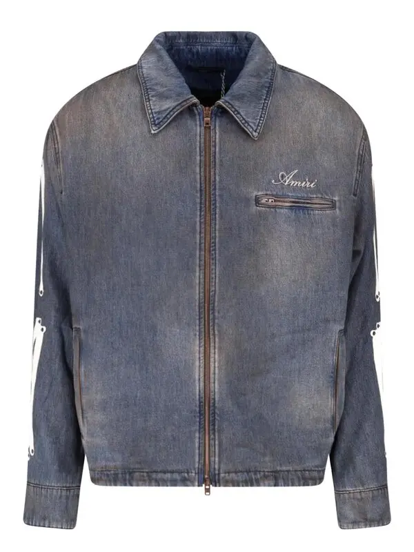 Amiri Bones" Denim Jacket - Gray