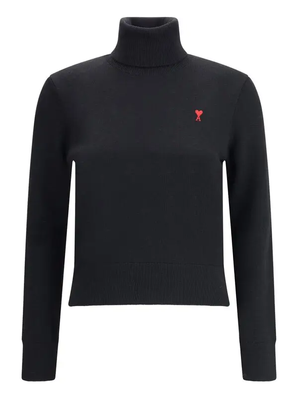AMI Paris De Coeur Turtleneck Sweater - Black