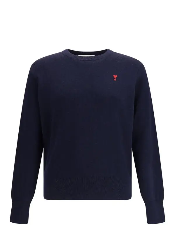 AMI Paris De Coeur Crew Neck Knit Sweater - Blue
