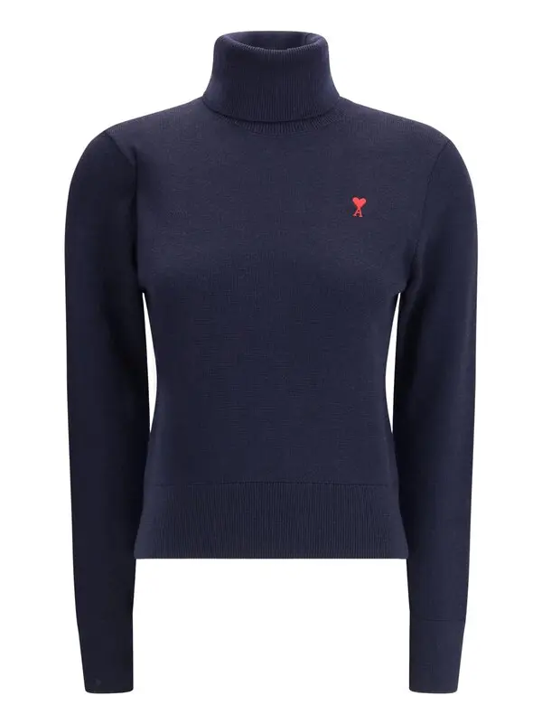 AMI Paris De Coeur Turtleneck Sweater - Blue