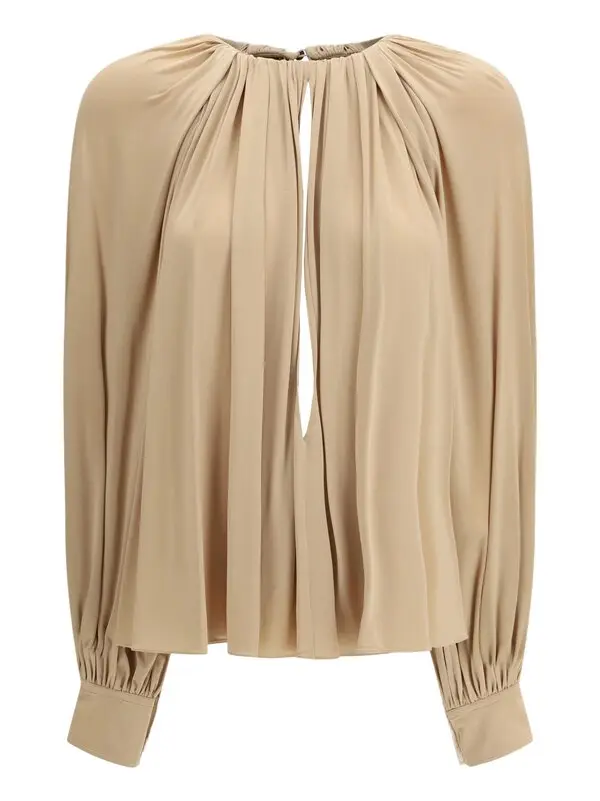 FERRAGAMO Open-back Viscose Jersey Blouse - Beige