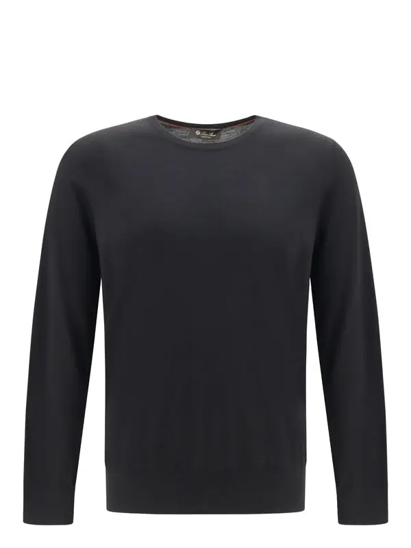 Loro Piana Virgin Wool Crew Neck Sweater - Black