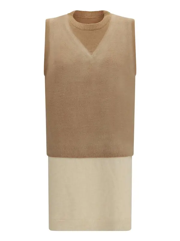 MAISON MARGIELA Double-layer Wool Knit Vest Feale - Beige