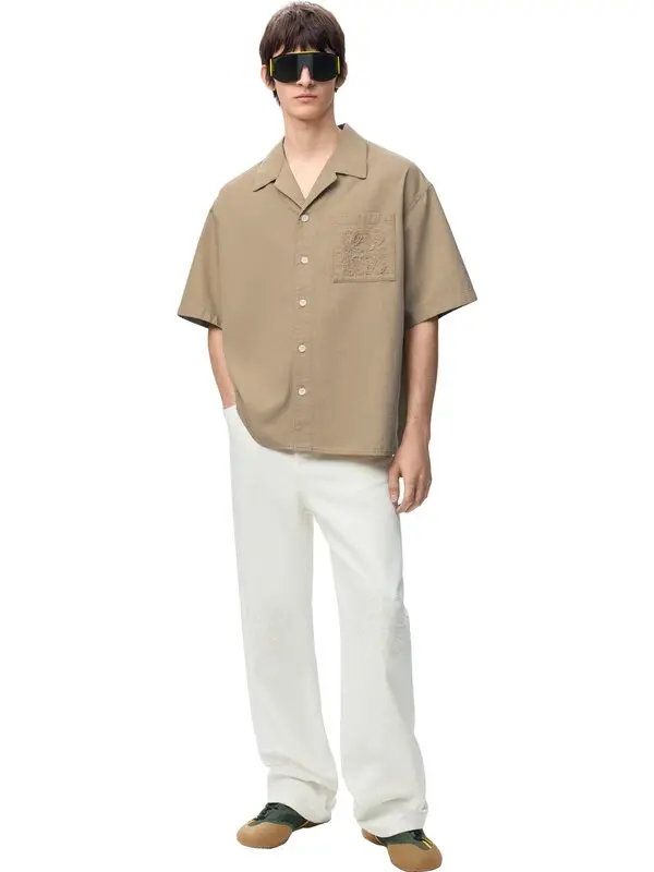 Loewe Short Sleeve Shirt In Cotton - Beige