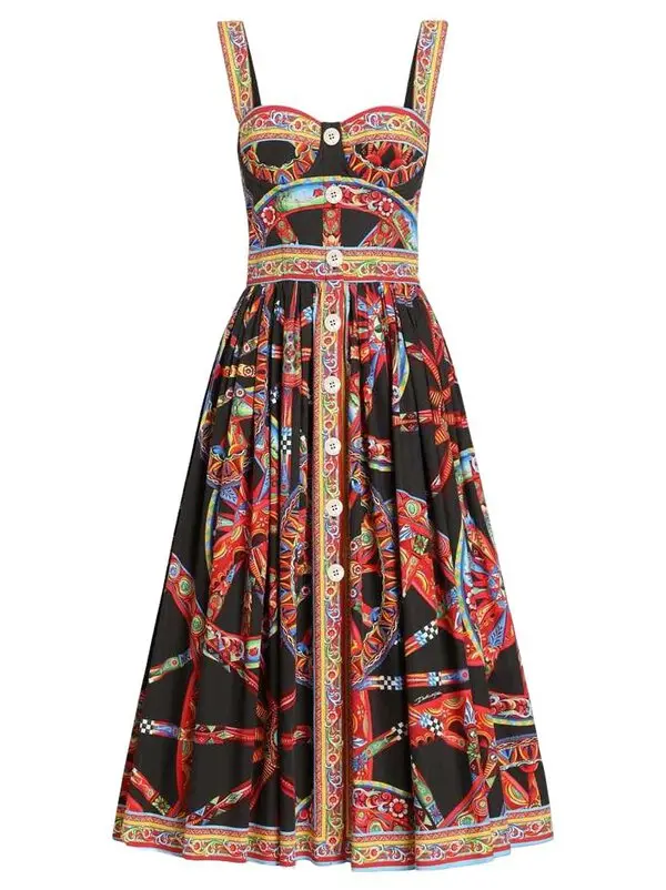 Dolce & Gabbana Carretto-print Poplin Maxi Dress - Multi