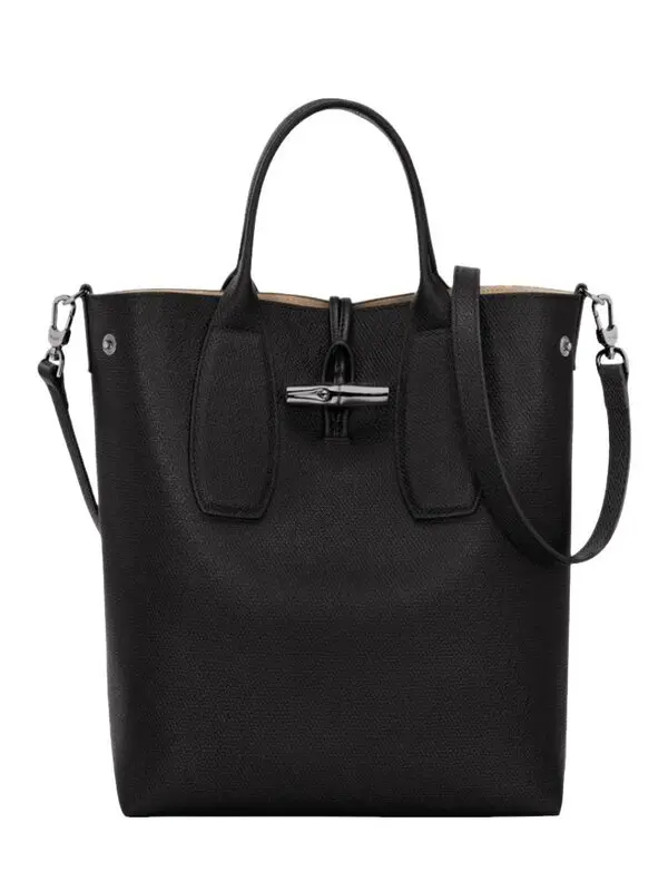 Longchamp Roseau Medium Leather Crossbody Bag - Black