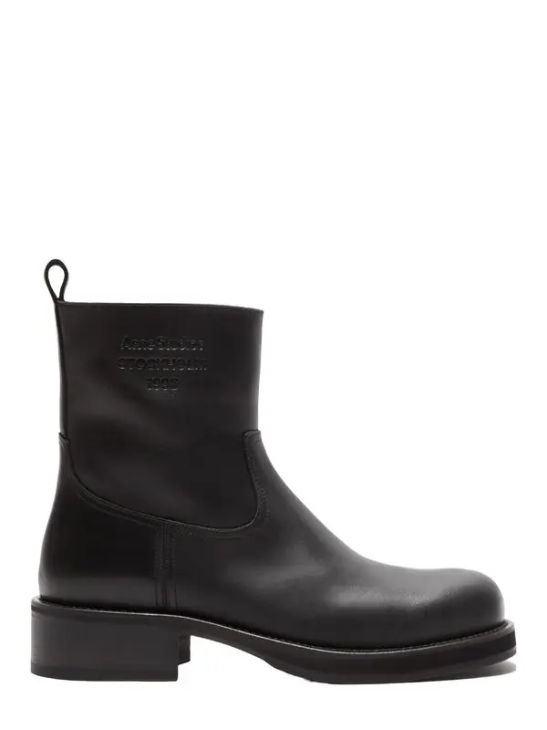 Acne Studios Waxed Leather Zip Up Boots - Black