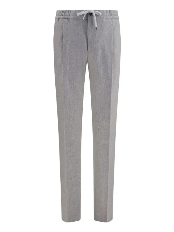PT TORINO Mid-rise Drawstring Stretch Trousers - Grey