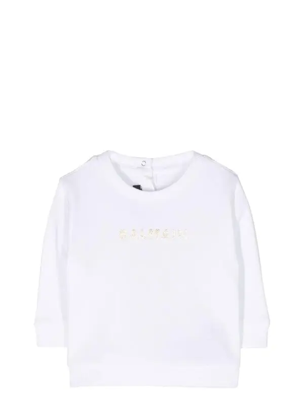 Balmain Logo Print Cotton Sweatshirt - White
