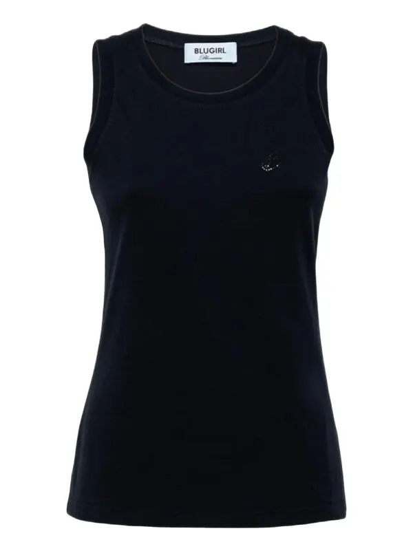 BLUGIRL Round Neck Sleeveless Vest - Black