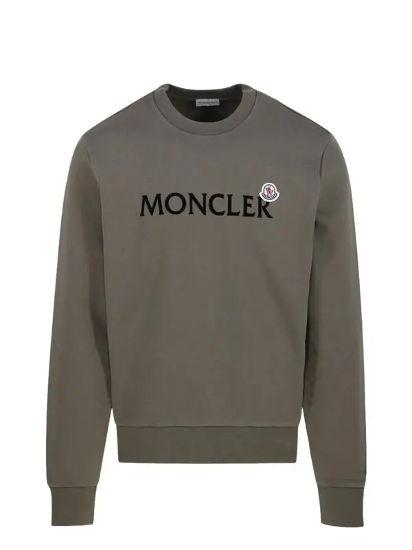Moncler Flocked Logo Crewneck Sweatshirt - Green