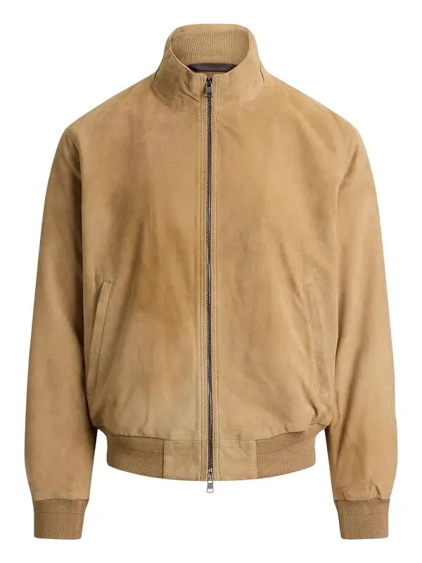Polo Ralph Lauren Zip-up Suede Bomber Jacket - Nude
