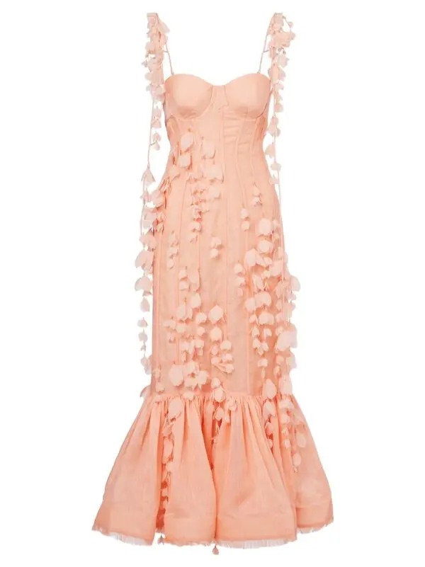 Zimmermann Strapless Embellished Midi Dress - Nude