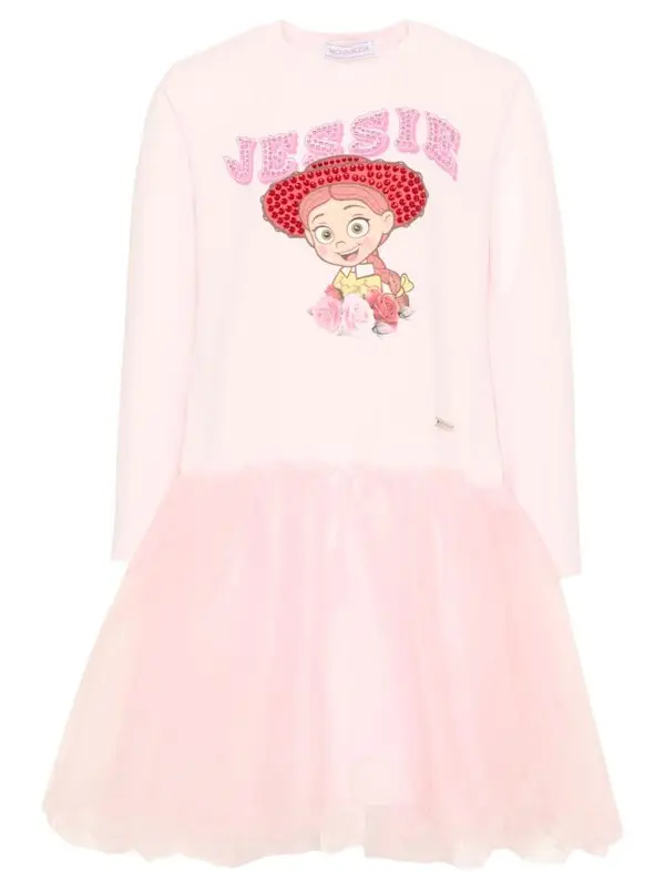 Monnalisa Long Sleeve Tulle Dress - Pink