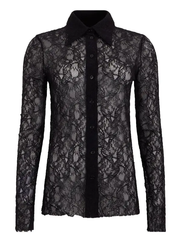 Philosophy Di Lorenzo Serafini Lace Detailed Long-sleeved Shirt - Black