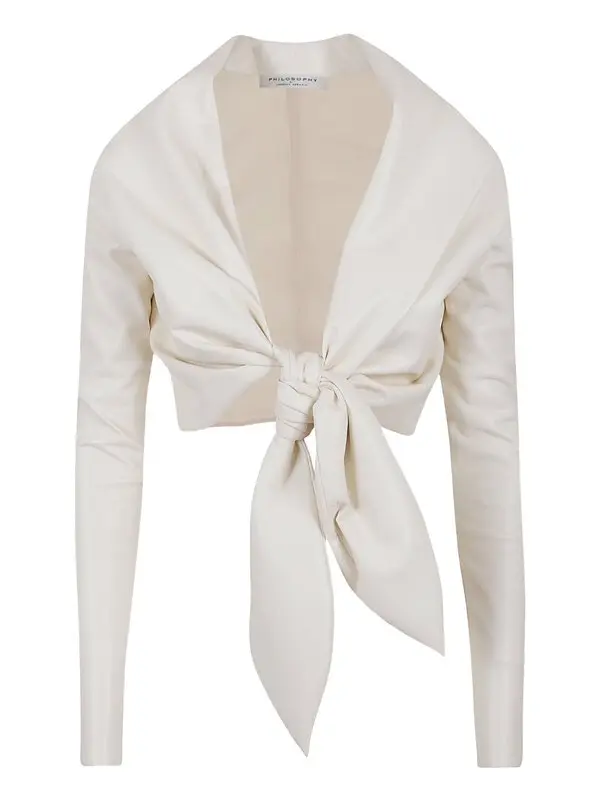Philosophy Di Lorenzo Serafini Off-shoulder Cropped Top With Front Knot Detail - White