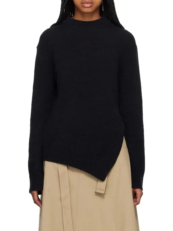 Studio Nicholson Asymmetrical Hem Sweater - Deep Navy Blue