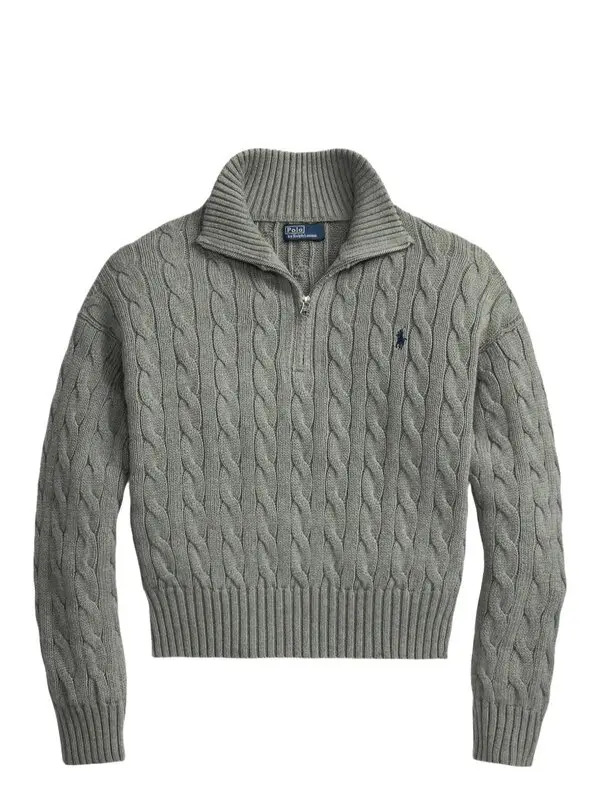 Polo Ralph Lauren Cable Knit Quarter-zip Sweater - Grey