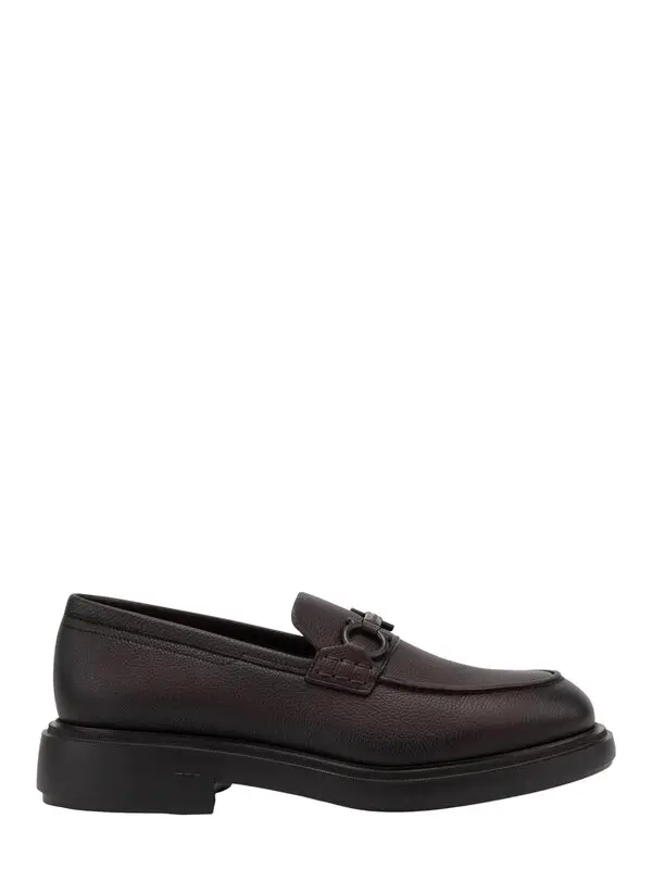 FERRAGAMO Gancini Plaque Slip-on Loafers - Black