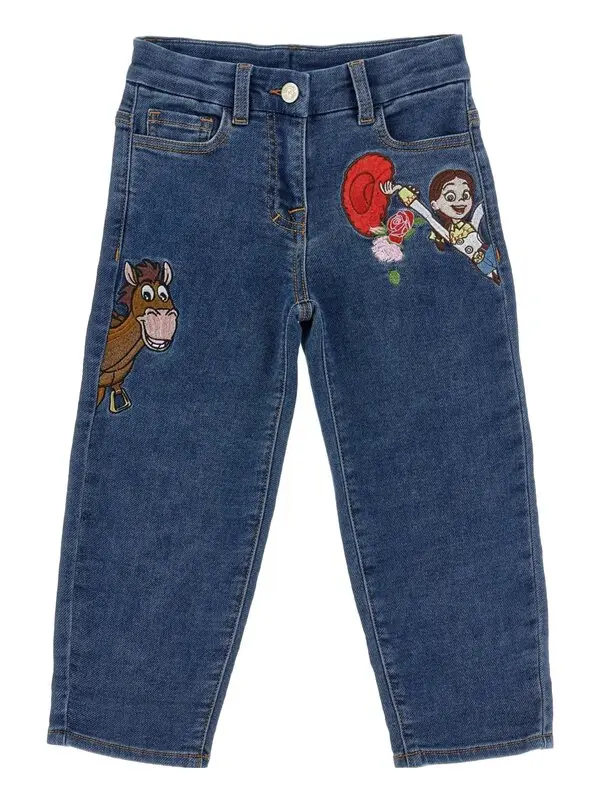 Monnalisa Embroidered-patch Straight-leg Jeans - Blue