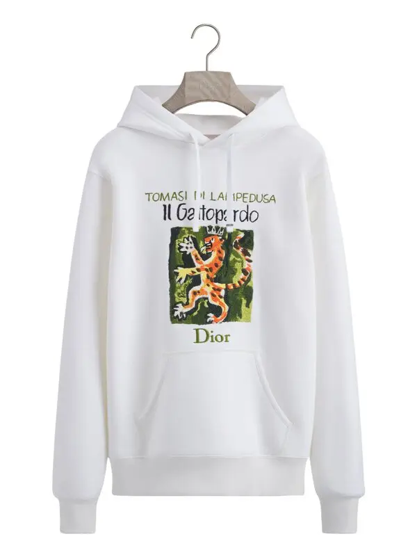 Dior Hooded Sweatshirt With Embroidered Book Cover Motif - White