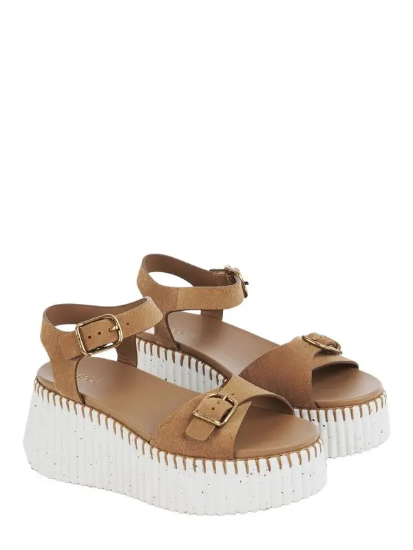 Chloé Nama Wedge Sandals - Brown