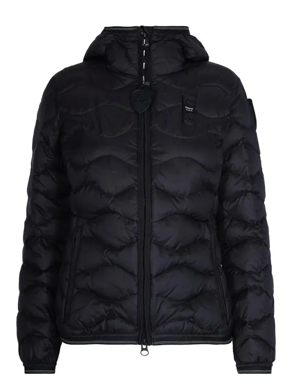 BLAUER. Quilted Jacket With Hood And Logo Detail - Black