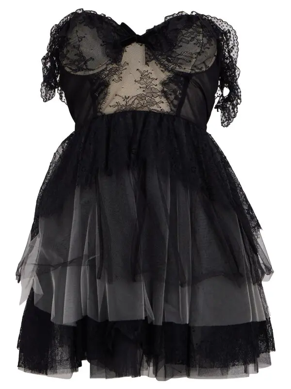 Philosophy Di Lorenzo Serafini Sweetheart Neck Sleeveless Tulle Mini Dress - Black