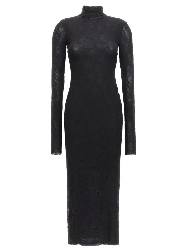 Philosophy Di Lorenzo Serafini Long-sleeved High Neck Lace Dress - Black