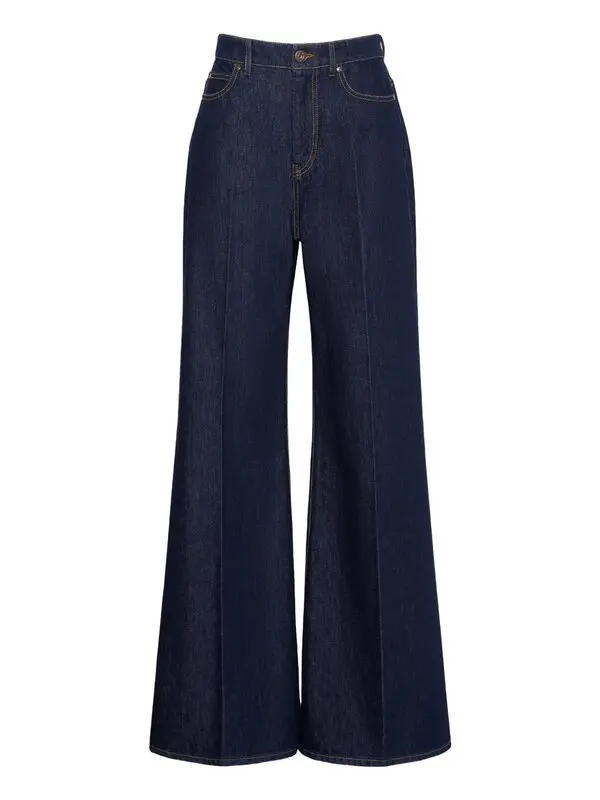 Max Mara Cotton Denim Palazzo Jeans Navy - Navy Blue