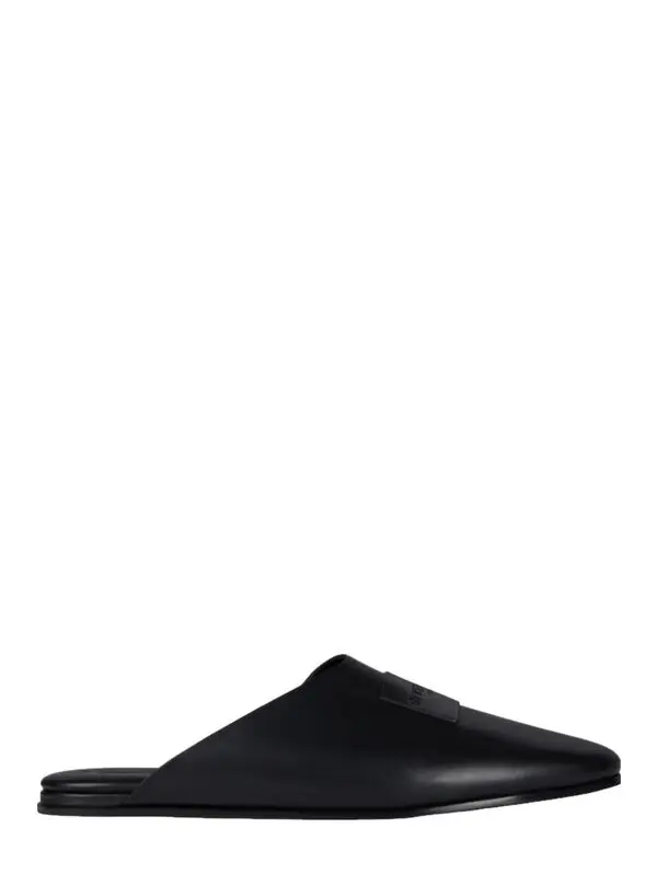 Givenchy Label Flat Mules In Nappa Leather - Black