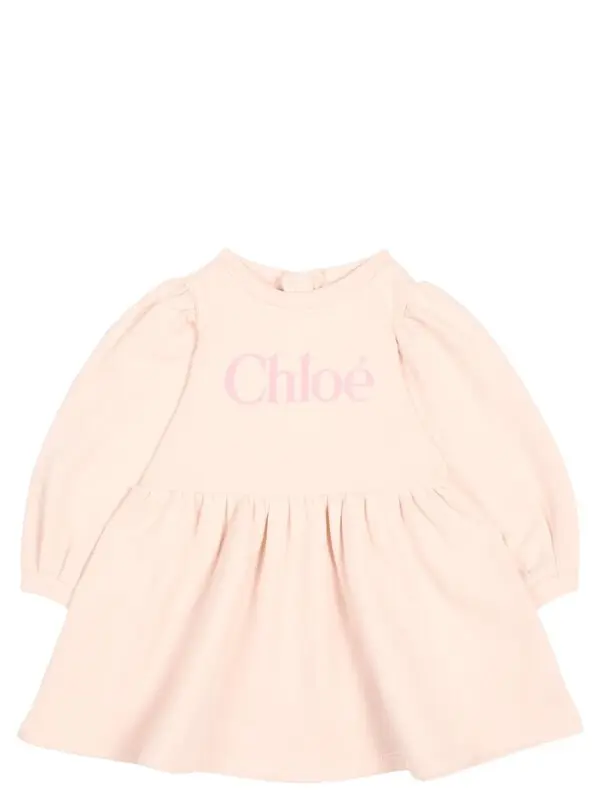 Chloé Logo-print Long-sleeve Dress - Pink