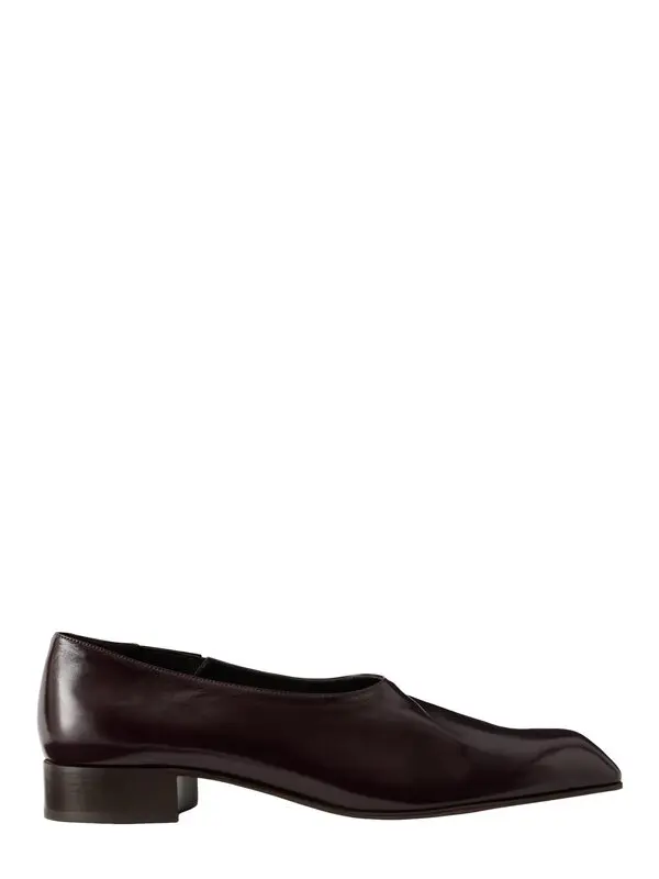 Khaite Solid Leather Slip-on Loafers - Black