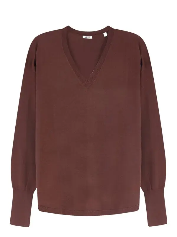 Aspesi V-neck Long-sleeve Knit Top - Red