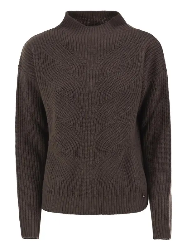 Herno Turtleneck Sweater With Raised Textured Pattern - Black