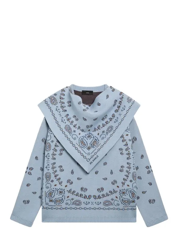 Alanui Bandana Jacquard High Neck Jumper - Light Blue