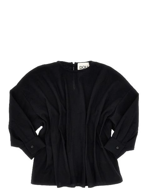 DOUUOD Long Sleeve Round Neck Cover-up - Black