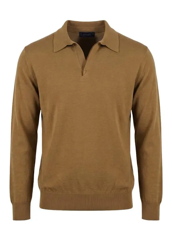 Sease Fine-knit Polo Sweater - Nut Brown