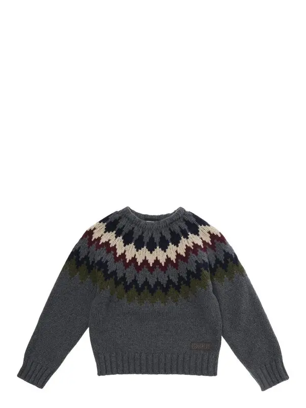 Dsquared2 Geometric Embroidered Long-sleeve Sweater - Grey