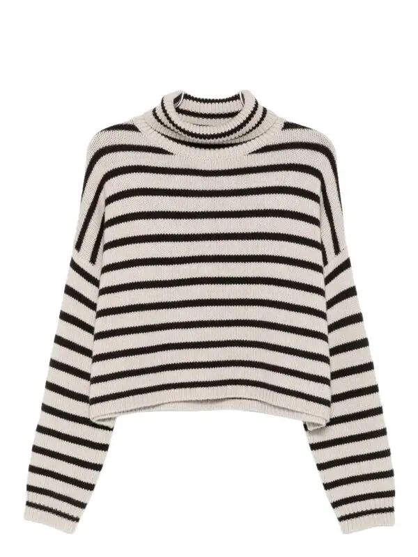 LISA YANG Zerlina Striped Mock Neck Knitted Jumper - No