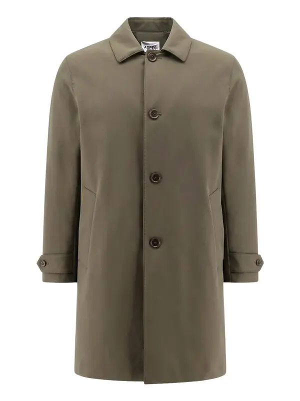 Aspesi Single-breasted Long-sleeved Coat - Green