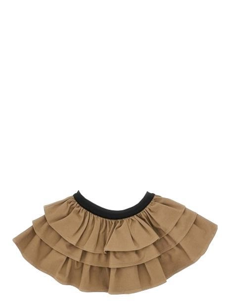 DOUUOD Tiered Ruffled Cotton Skirt - Brown