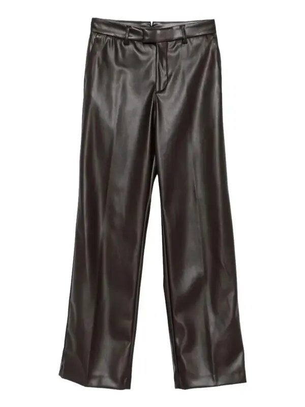 BERWICH Faux-leather Wide-leg Trousers - Brown