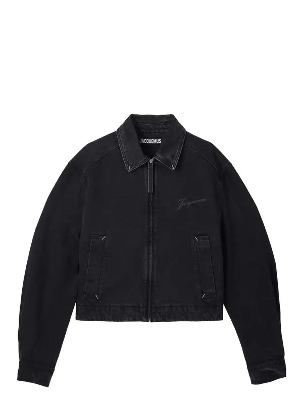 Jacquemus Zip-up Denim Jacket - Black