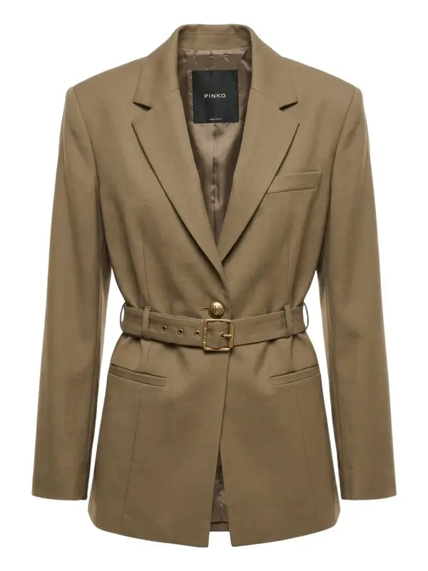 Pinko Belted Slim-fit Jacket - Green Stone