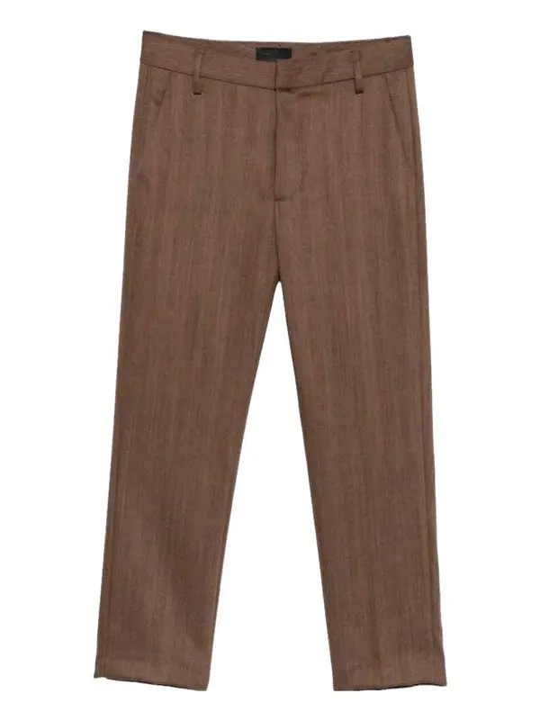 DONDUP Nima Cropped Herringbone Wool Trousers - Brown