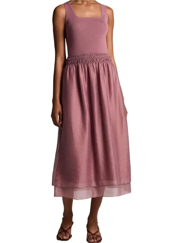 Vince Sleeveless Square Neck Maxi Dress - Pink