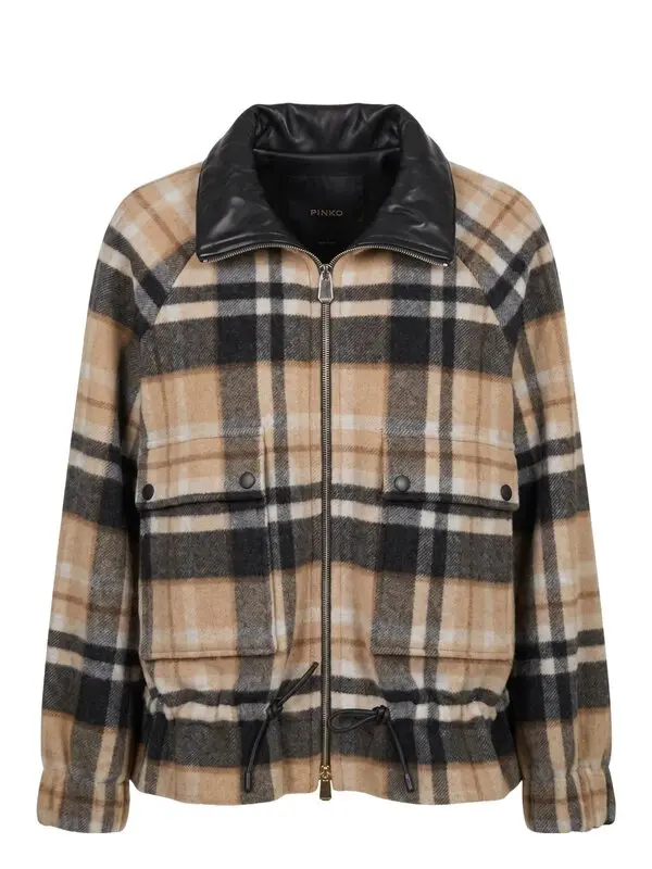Pinko Checkered Zip-up Jacket - Grey